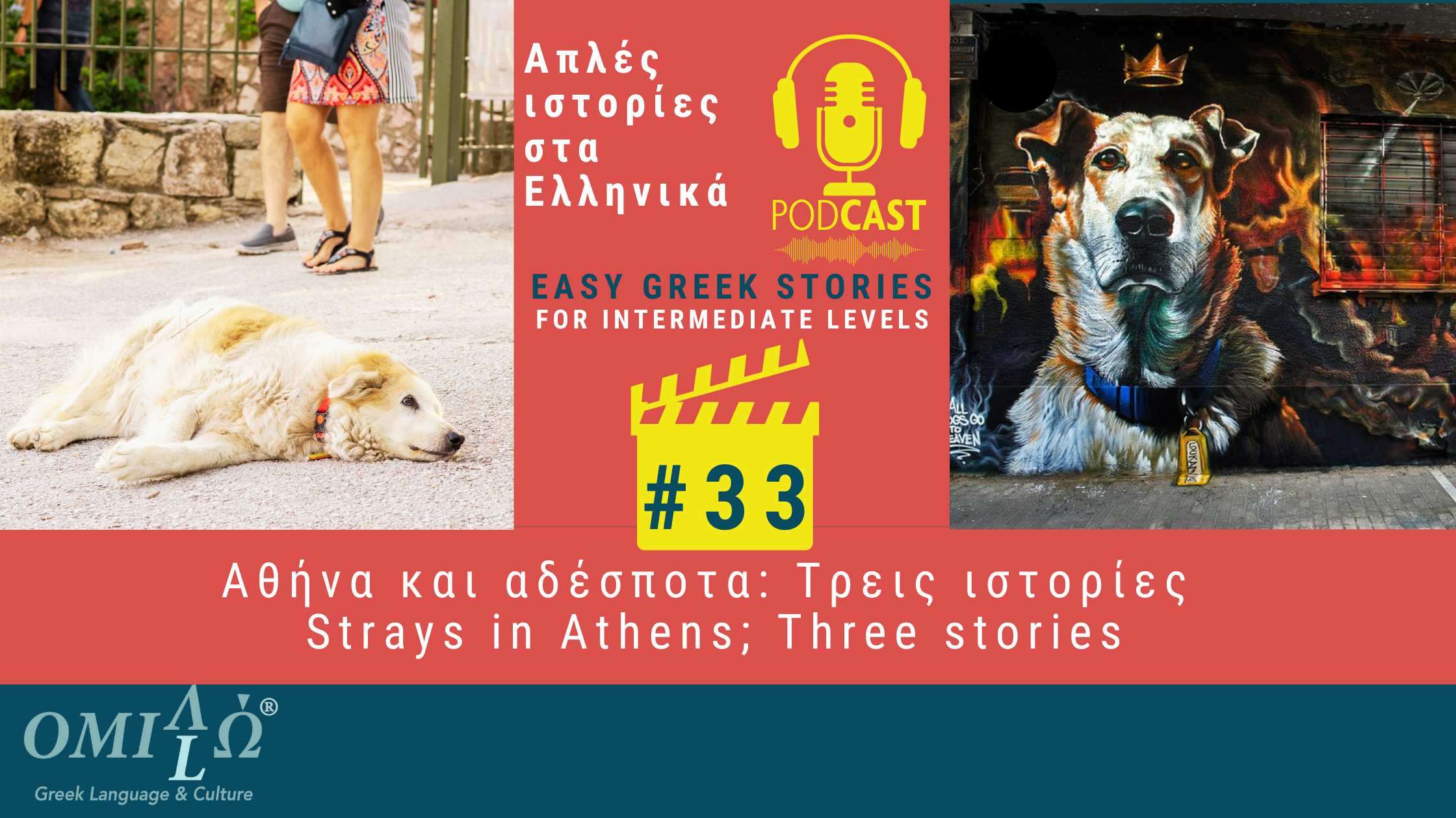 Easy Greek Stories Podcast #33 - Strays in Athens; three stories | Omilo